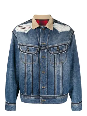 MAISON MARGIELA X Pendleton Distressed Denim Jacket - Blue