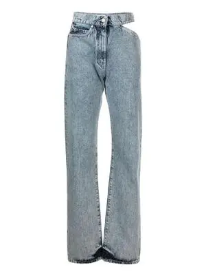 MSGM Cut-Out Straight-Leg Jeans