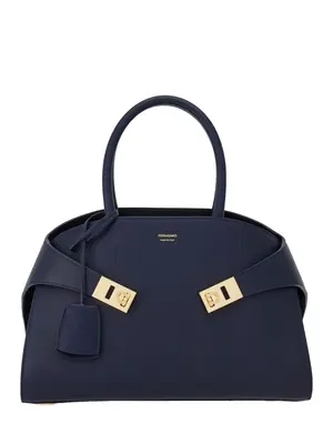 FERRAGAMO Medium Hug Leather Tote - Blue