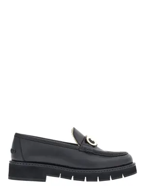 FERRAGAMO Gancini-buckle Leather Loafers - Black