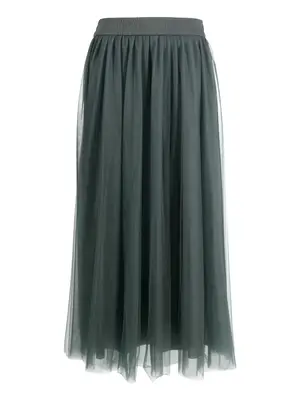 Fabiana Filippi Elasticated-waist Tulle Midi Skirt - Grey