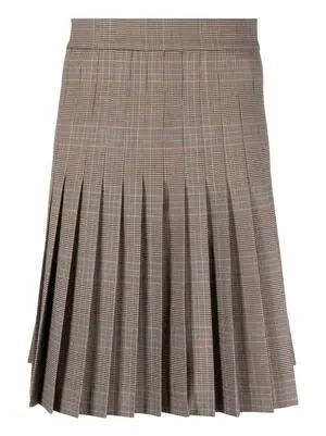 Moschino Checked Pleated Skirt - Brown