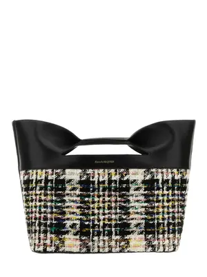 Alexander McQueen The Bow Small Tweed Tote Bag - Black