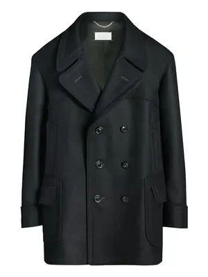 MAISON MARGIELA Double-breasted Wool-blend Coat - Black