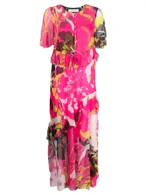 Prabal Gurung Botanical-print Silk Dress - Pink