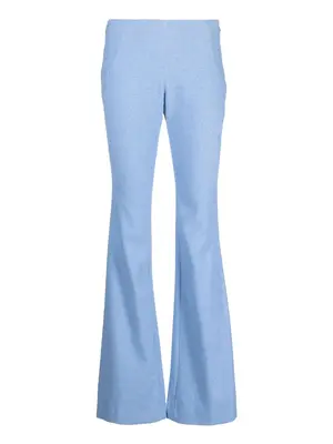Patou Linen-blend Flared Trousers - Blue