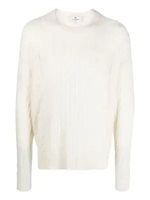 Etro Pegaso-motif Cable-knit Jumper - White