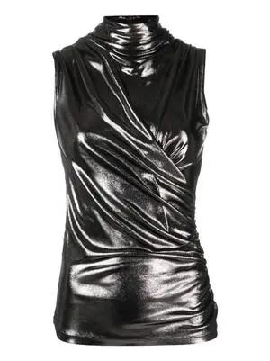 Blumarine Draped Metallic Top - Grey