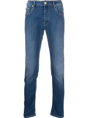 MOORER Mid-rise Tapered-leg Jeans - Blue