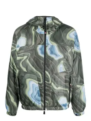 Moncler Daynamic Abstract-print Bomber Jacket - Green