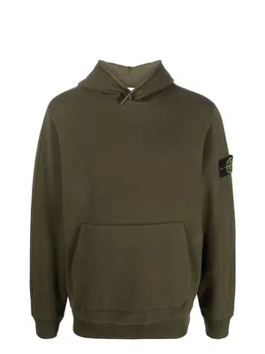 Stone Island Logo-patch Cotton Hoodie - Green