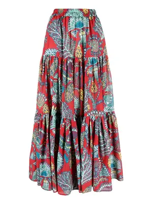 LA DOUBLEJ La DoubleJ Big Floral-Print Tiered Skirt