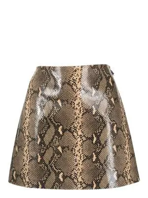 REJINA PYO Elodie Snakeskin-effect Mini Skirt - Brown