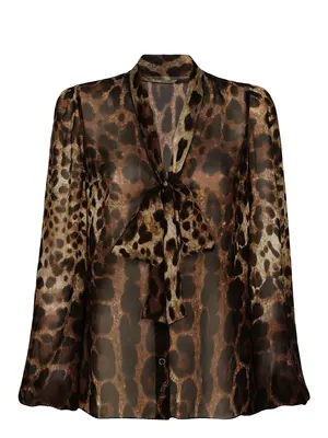 Dolce & Gabbana Leopard-print Silk Blouse - Brown