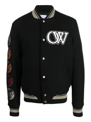 Off-White Logo-appliqué Bomber Jacket - Black