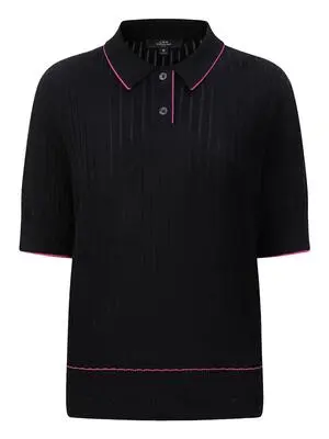 SHANGHAI TANG Shanghai Tang Ribbed Cotton Polo Top