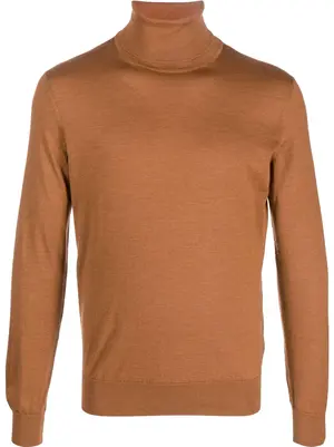 Zegna Roll-neck Fine-knit Jumper - Brown