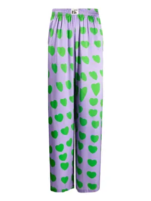 Natasha Zinko Heart-print Flared Trousers - Purple