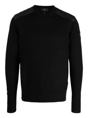 Belstaff Logo-patch Panelled Wool Jumper - Black