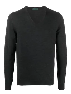 ZANONE V-neck Virgin-wool Jumper - Grey