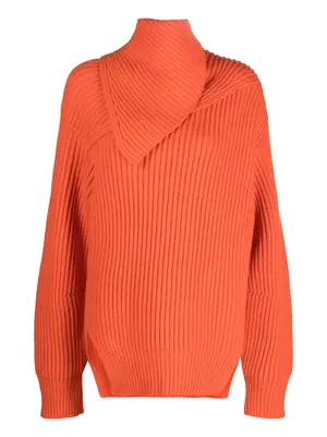JIL SANDER Foldover-neck Jumper - Orange