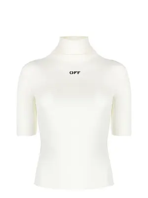 Off-White Logo-print Mock-neck Top - White