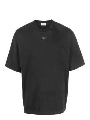 Off-White People-print Cotton T-shirt - Black