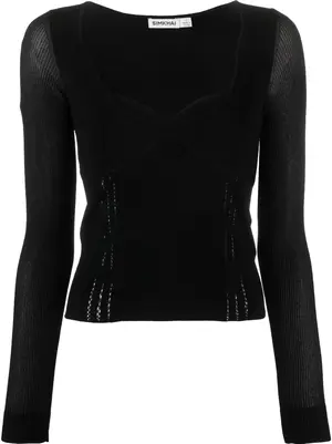 Simkhai Sweetheart-neck Fine-knit Top - Black