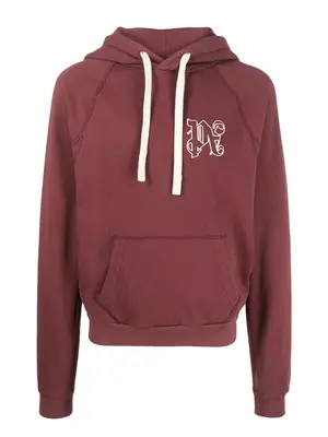 Palm Angels Monogram-embroidered Cotton Hoodie - Red
