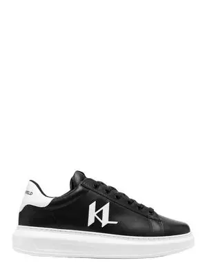 Karl Lagerfeld Logo-appliqué Leather Sneakers - Black
