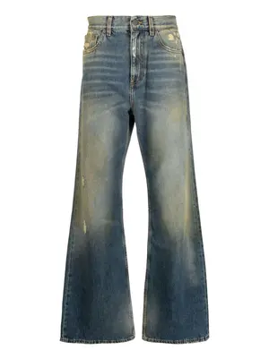 Palm Angels Ripped Straight-leg Jeans - Blue