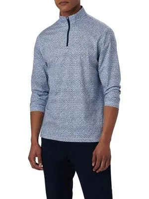 Bugatchi Ooohcotton® Print Quarter Zip Pullover - Air Blue