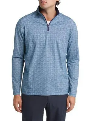 Bugatchi Ooohcotton® Print Quarter Zip Pullover - Peacock