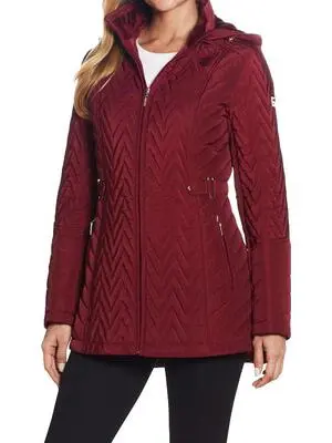 Gallery Hooded Quilted Jacket - Merlot