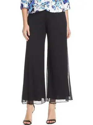 Alex Evenings Wide Leg Mesh Pants - Black