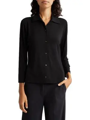 Vince Long Sleeve Button-up Shirt - Black