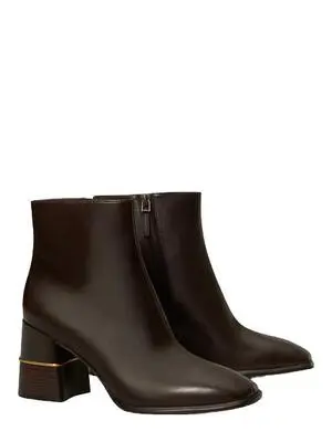 Tory Burch Tory Burch Leather Ankle Bootie Chocolate Brown