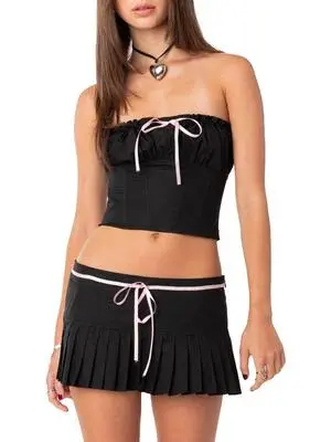 EDIKTED Karmen Strapless Crop Top - Black