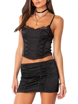 EDIKTED EDIKTED Lilith Lace Trim Satin Corset