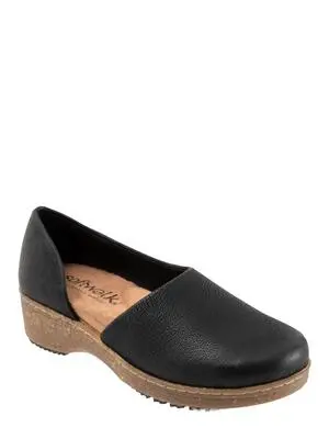 Softwalk Addie Half D'orsay Clog - Black Nubuck