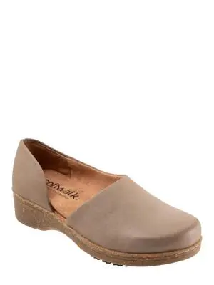 Softwalk Addie Half D'orsay Clog - Taupe Nubuck