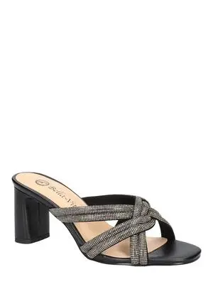 BELLA VITA Carmen Crystal Sandals - Black Suede