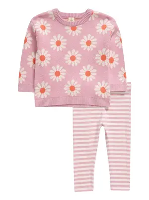 TUCKER + TATE Tucker + Tate Jacquard Sweater & Pants Set Purple Pastel Laurel Daisy