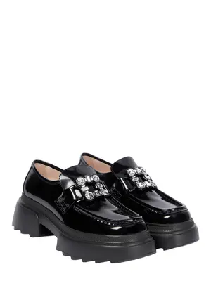 ROGER VIVIER Wallaviv Strass Buckle Loafers - Black
