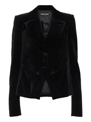 TOM FORD Single-breasted Cotton Velour Blazer - Black