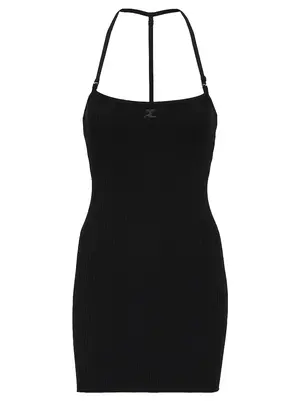 COURREGES Courrèges Ribbed-knit Minidress - Black