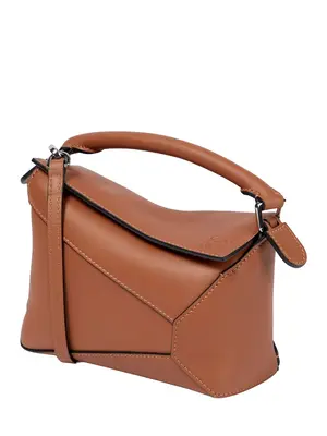 Loewe Puzzle Edge Mini Leather Tote Bag - Brown