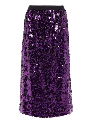 Plan C Sequined Midi Skirt - Purple