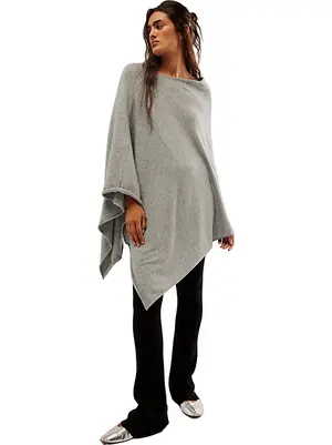 Free People Simply Triangle Poncho Light Grey
