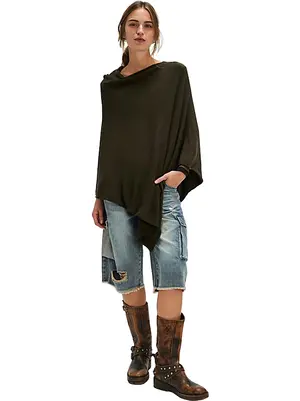 Free People Simply Triangle Poncho Olive